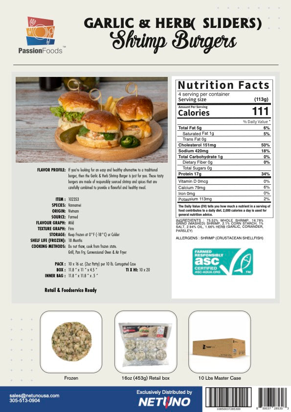 Shrimp Burgers 4 oz (9.93 for a pack of 4) – South Florida Seafood